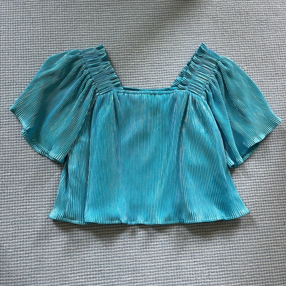 QUEEN OF SPARKLES | Tops | Queen Of Sparkles Blue Flutter Top | Poshmark